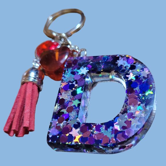Handmade | Accessories | Alphabet Personalized Sequin Sparkle Resin Key ...